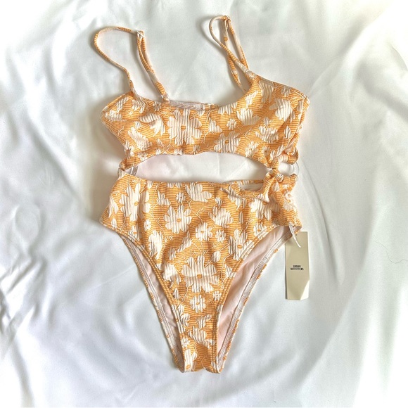 Urban Outfitters | Swim | One Piece Split Bikini Bathing Suit Yellow ...